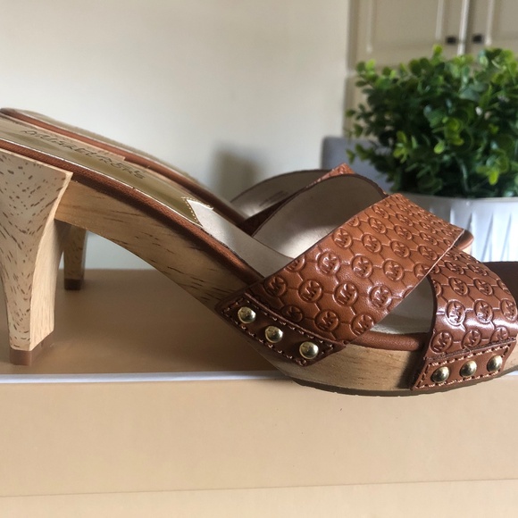 Michael Kors | Shoes | New Michael Kors Amelie Mule Luggage Embossed ...